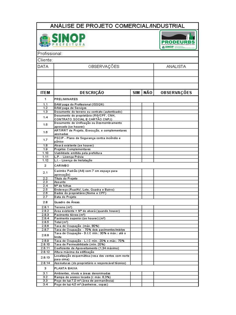 Checklist Obra Comercial-Industrial-2020 | PDF
