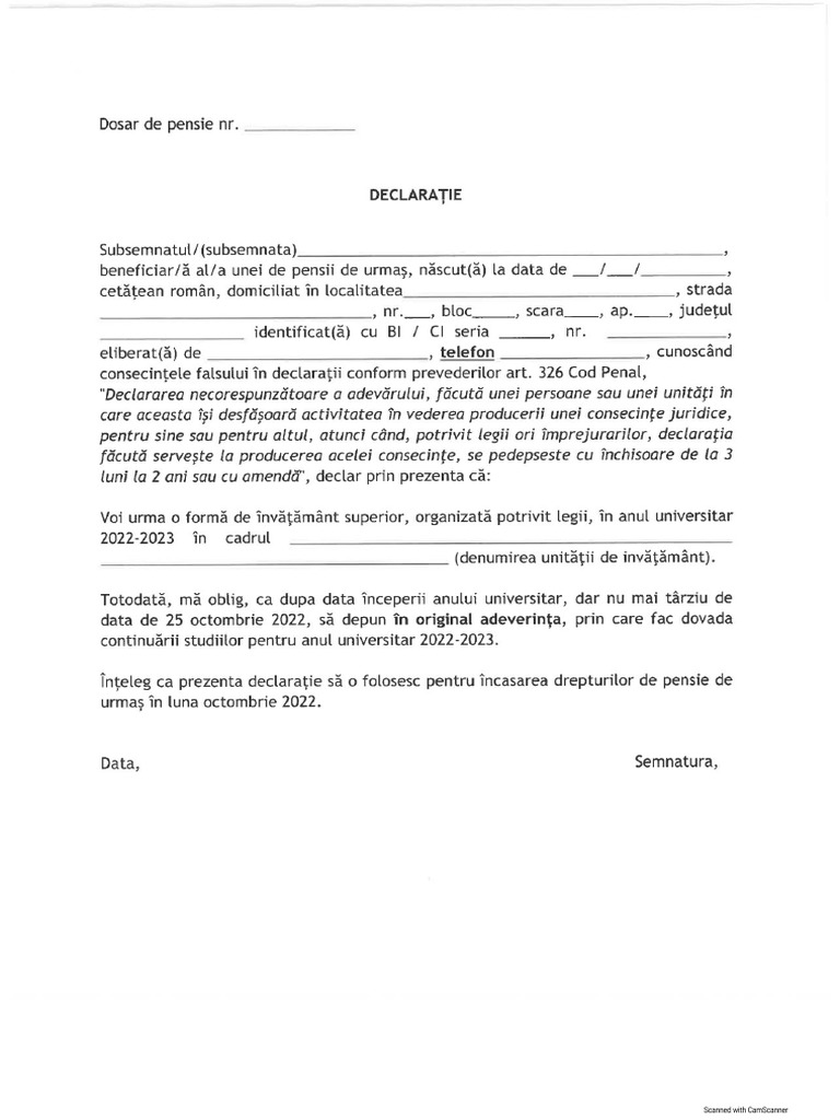 Model Declaratie | PDF