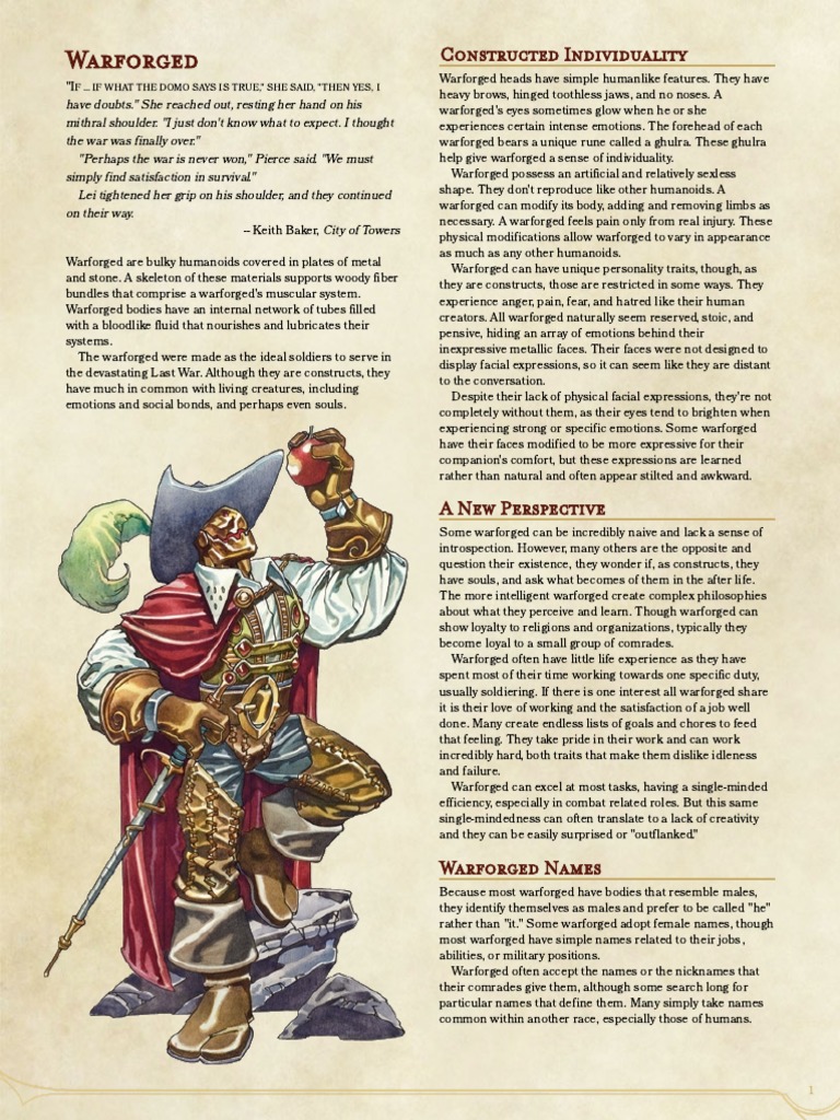 Warforged Race - Final V3 | Download Free PDF | Dungeons & Dragons ...