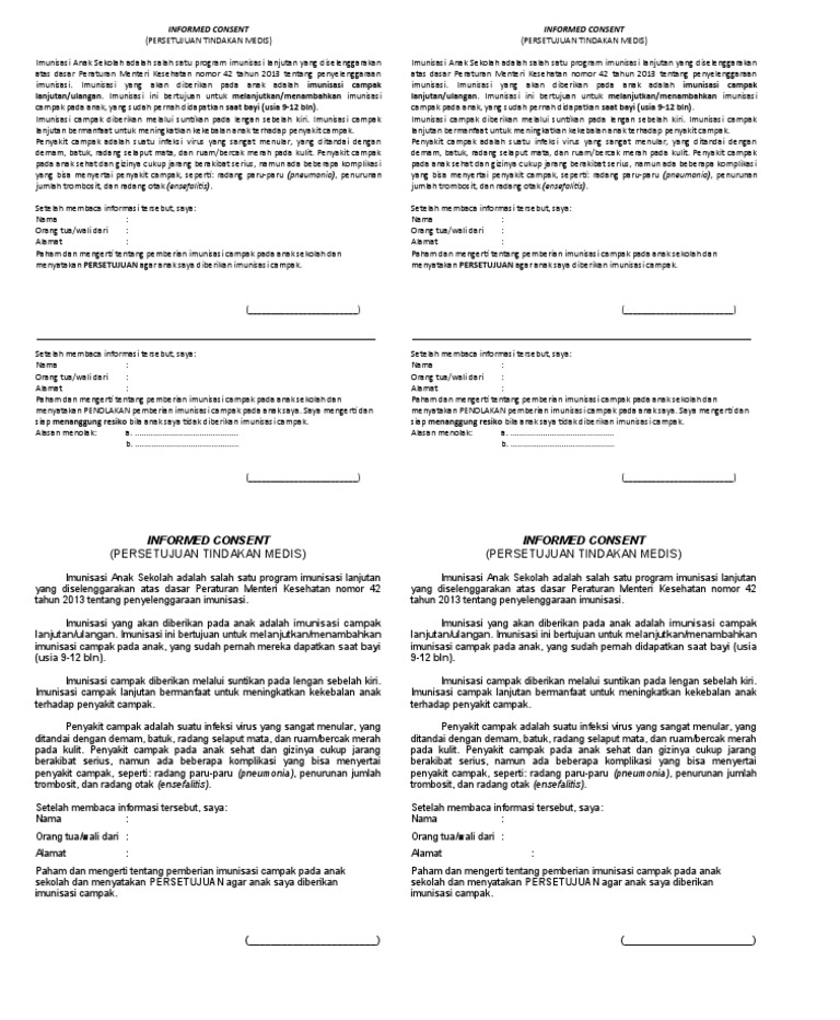 Informed Consent Imunisasi Campak | PDF