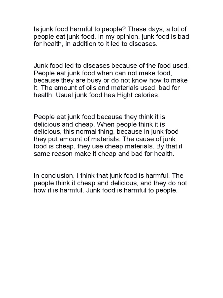 Junk Food Essay | PDF