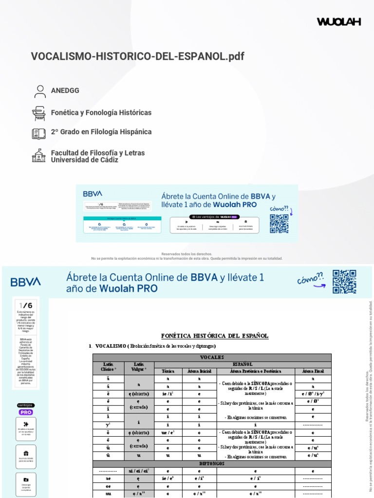 Evolución Fonética de Vocales Españolas | PDF | latín | Idiomas