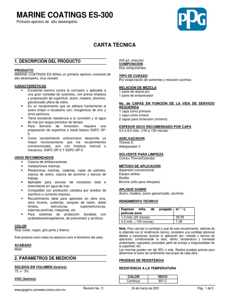ES-300 MARINE COATINGS Comex | PDF | Humedad | Aluminio