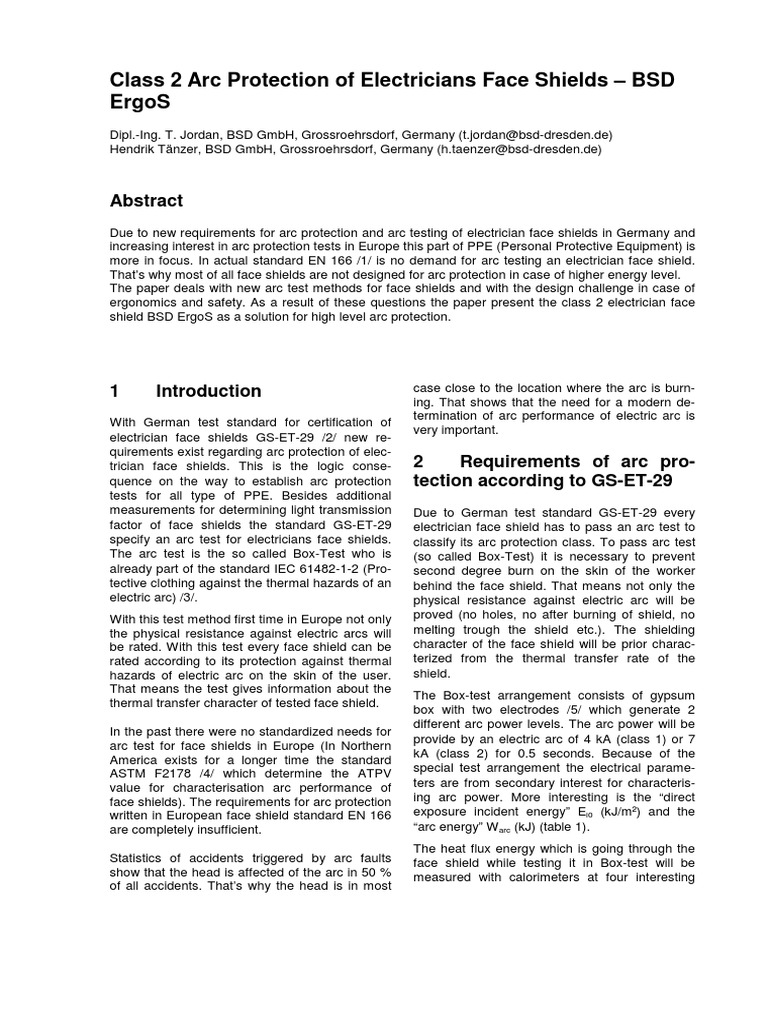 2.1 Class 2 Arc Protection of Electrician Face Shields - BSD ErgoS FP ...