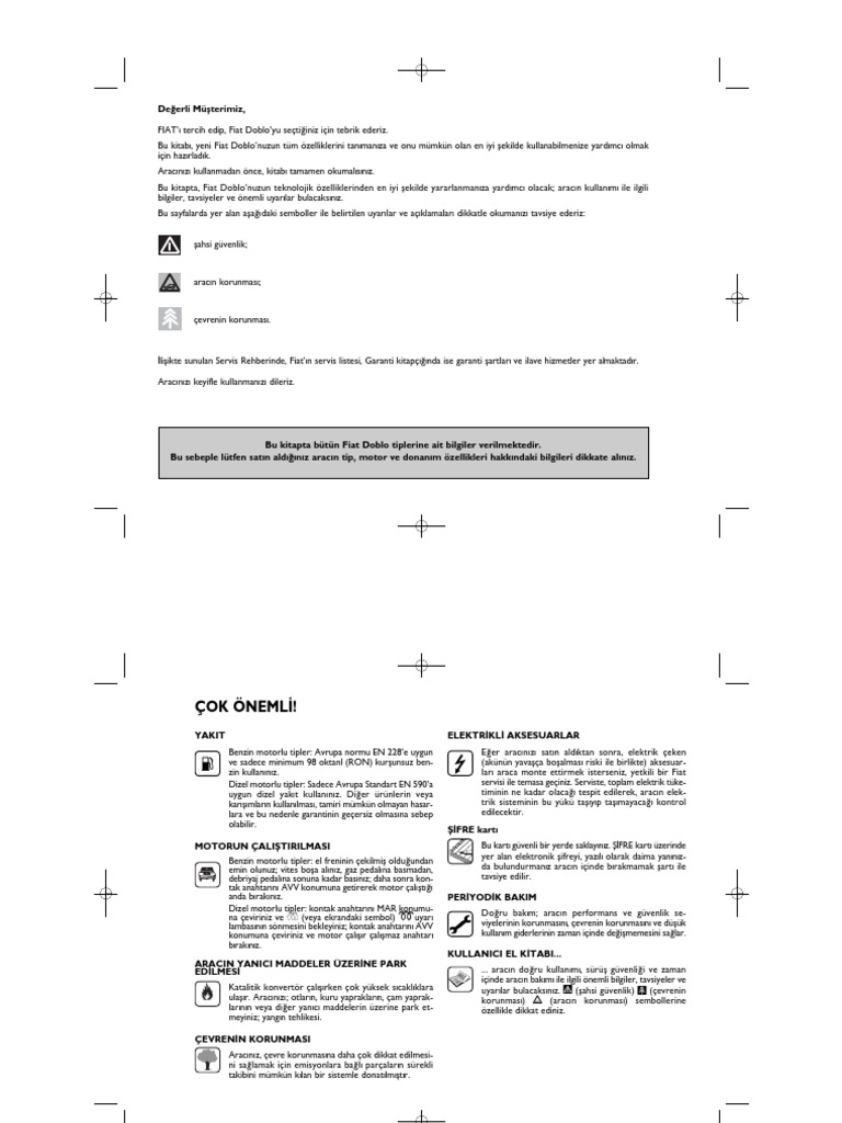 Fiat Doblo 2010 Owner's Manual | PDF