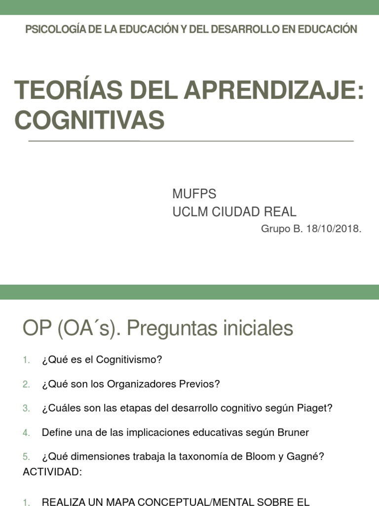 8 Teorias De Aprendizaje Cognitivas Definitivo Pdf Aprendizaje