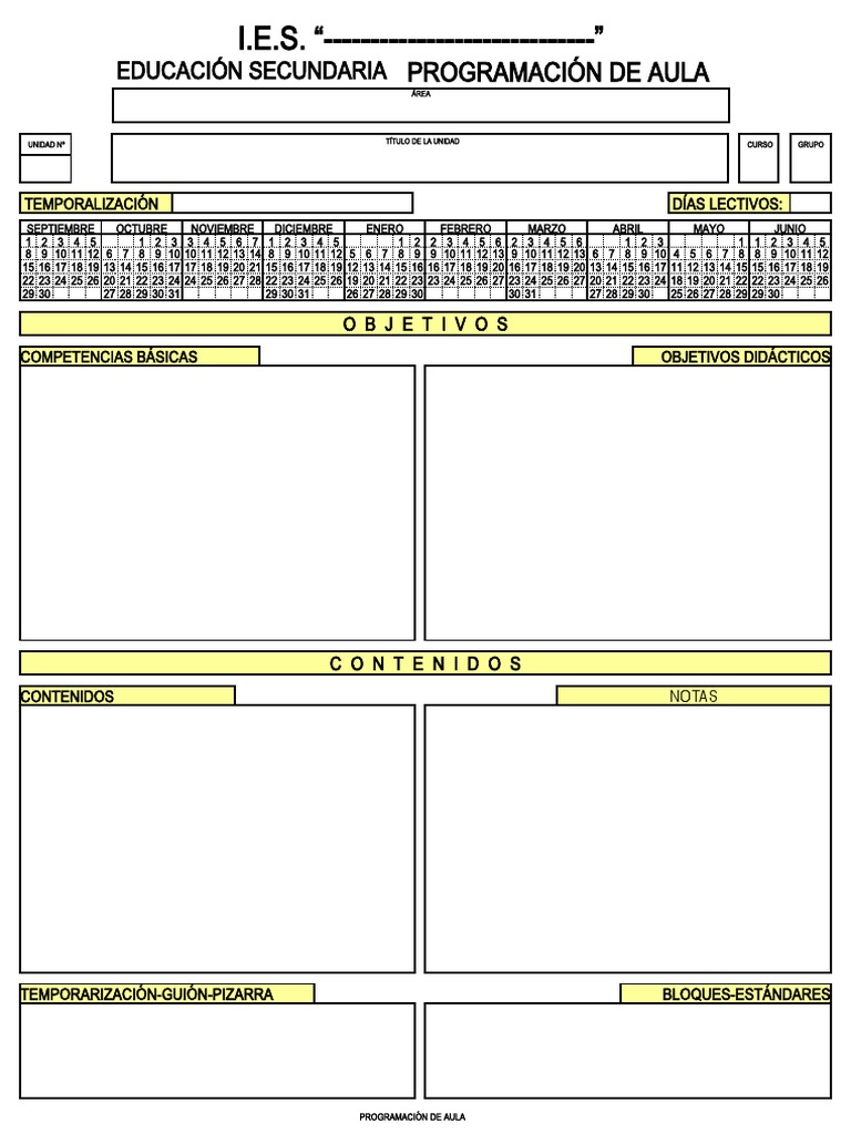 Programacion de Aula SECUNDARIA Editable | PDF | Evaluación