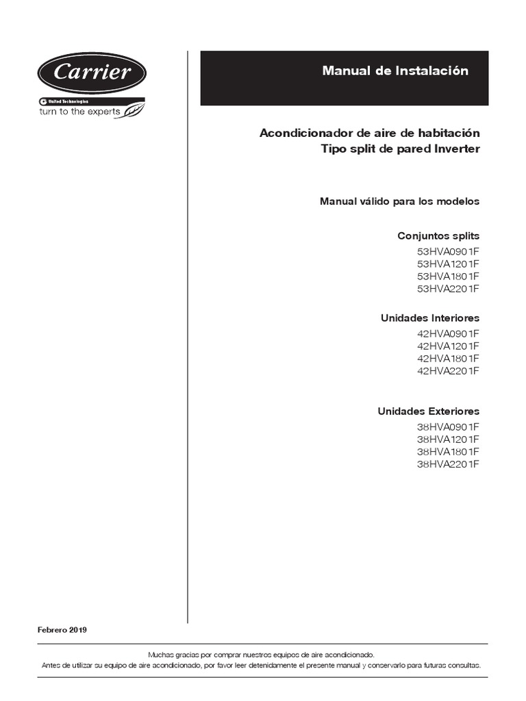 Carrier Intalacion Manual y Automatica Manual de Instalacion | PDF ...