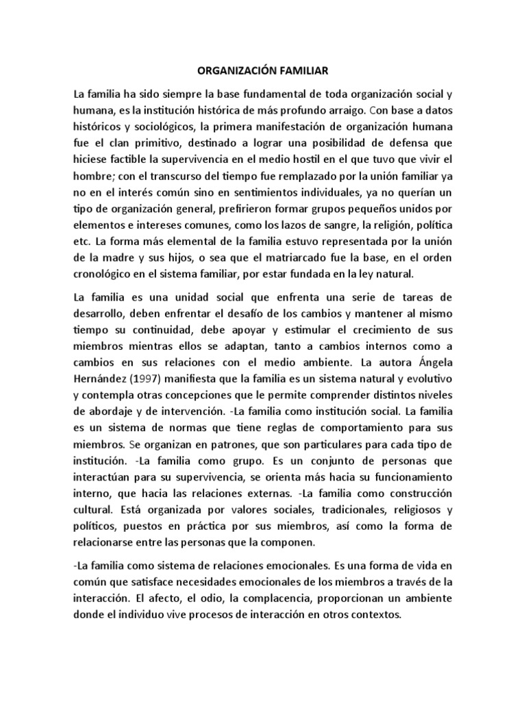 Organización Familiar | Descargar gratis PDF | Familia | Comportamiento