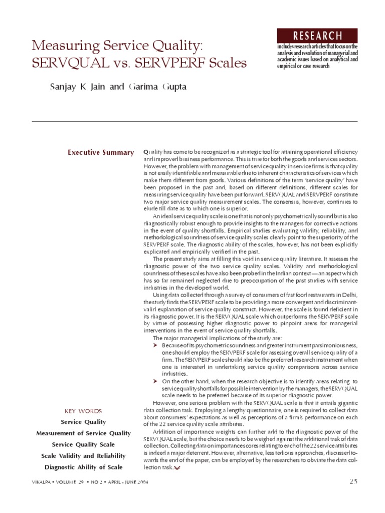 Measuring Service Quality | PDF | Customer Satisfaction | Validity ...