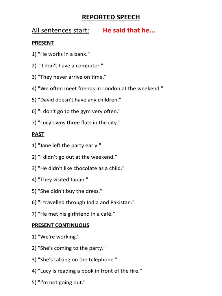 Reported Speech 3 2 | PDF