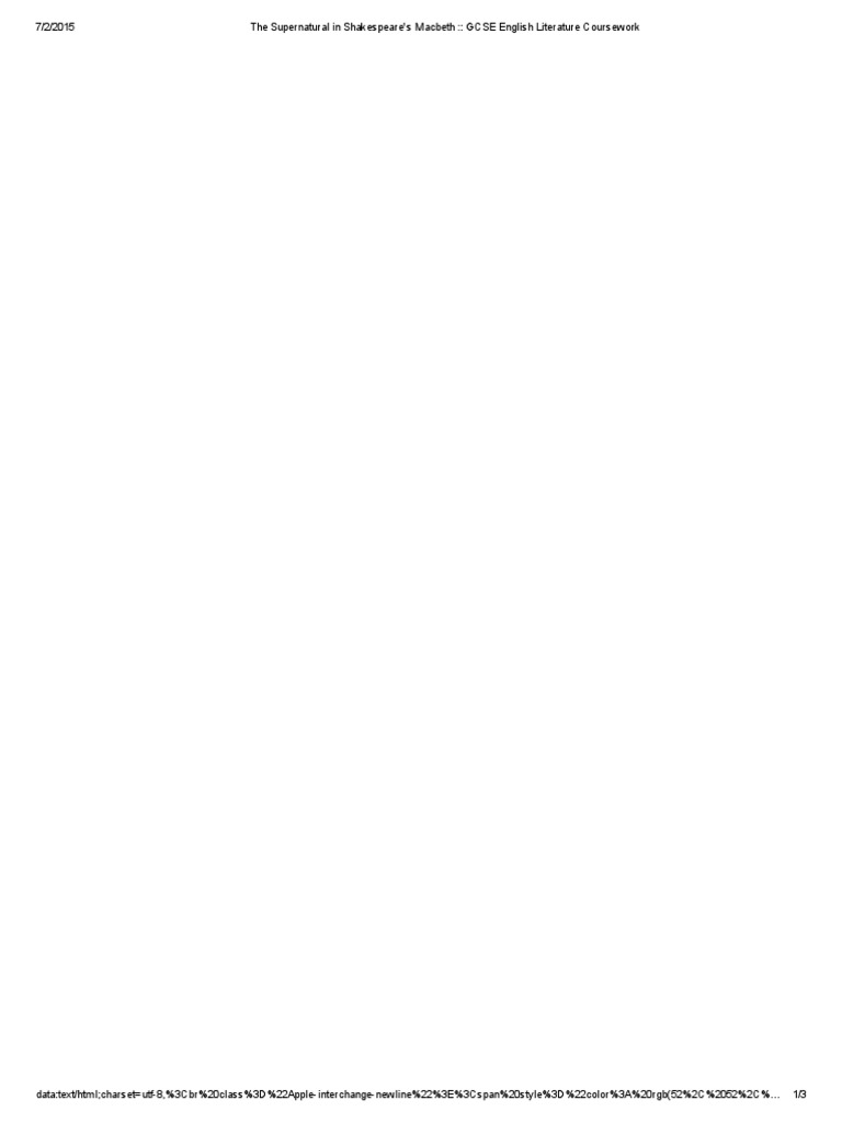 The Supernatural in Macbeth | PDF | Macbeth