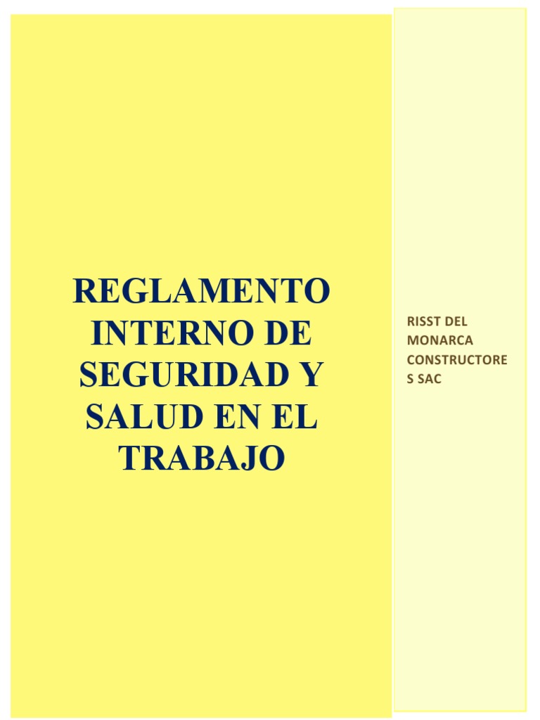 Reglamento interno de seguridad y salud en el trabajo | PDF | Seguridad y salud ocupacional ...