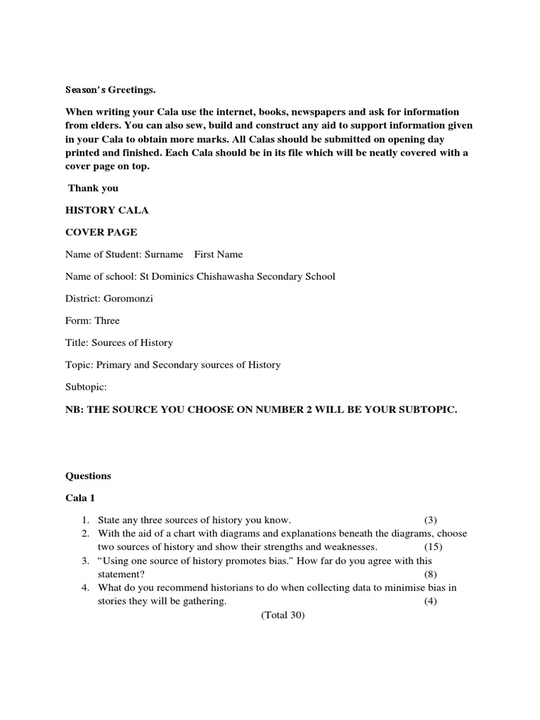 Form 3 Cala 2023 | PDF | Politics | History