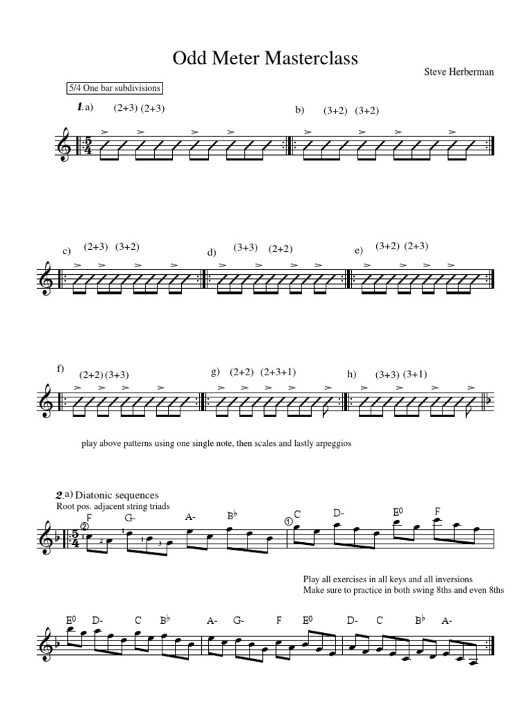 3.17.08.steve Herberman Odd Meter Masterclass.3.17.08 | PDF | Musical Scales | Melody