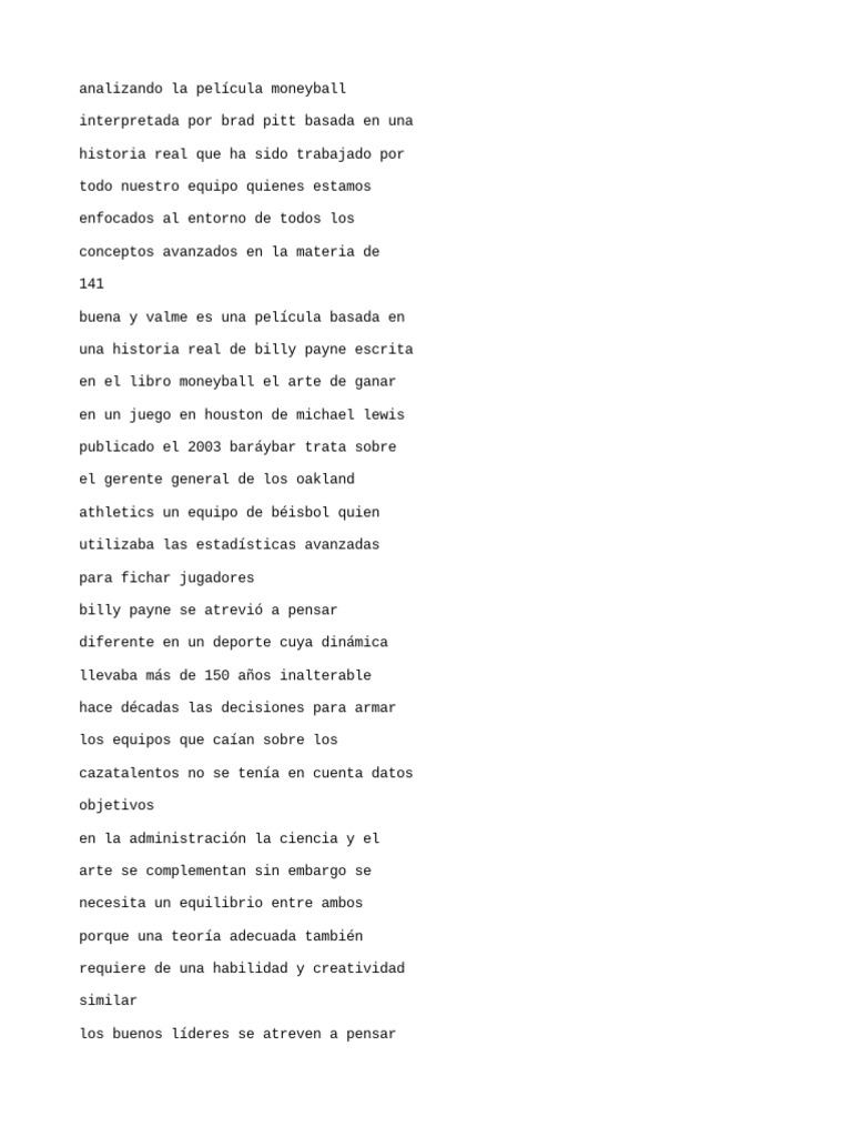 (Spanish (Auto-Generated) ) Análisis MoneyBall - El Juego de La Fortuna ...