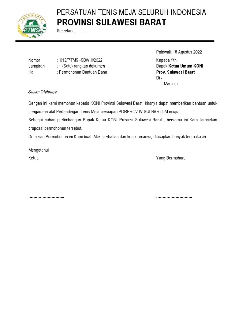 Proposal Pengadaan Alat Tenis Meja 2022 | PDF | Karier & Perkembangan