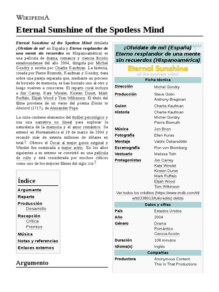 Eternal Sunshine of The Spotless Mind | PDF