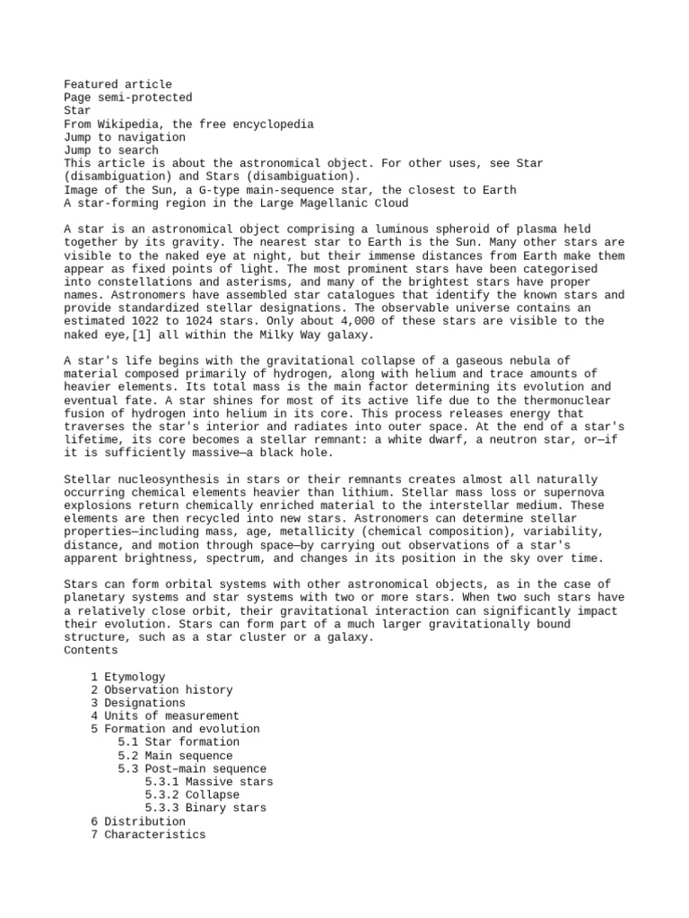 Star | PDF | Stars | Star Formation