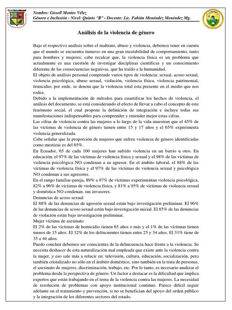 Análisis de La Violencia de Genero | PDF | La violencia contra las ...
