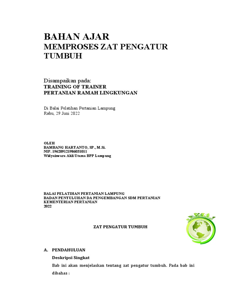 Zat Pengatur Tumbuh: Jenis dan Fungsi | PDF