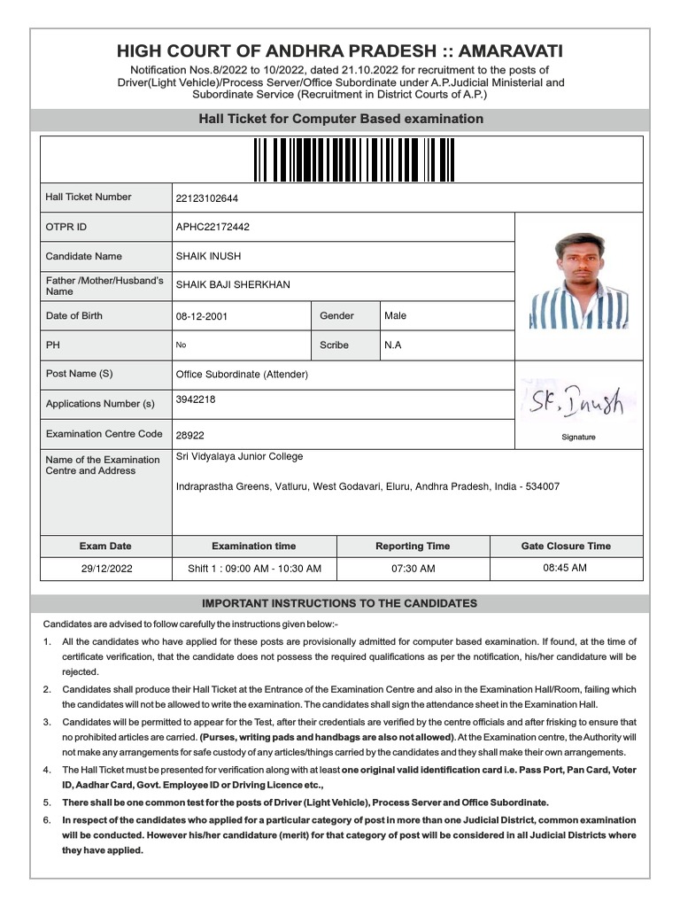 Admit Card | PDF | Identity Document | Driver's License