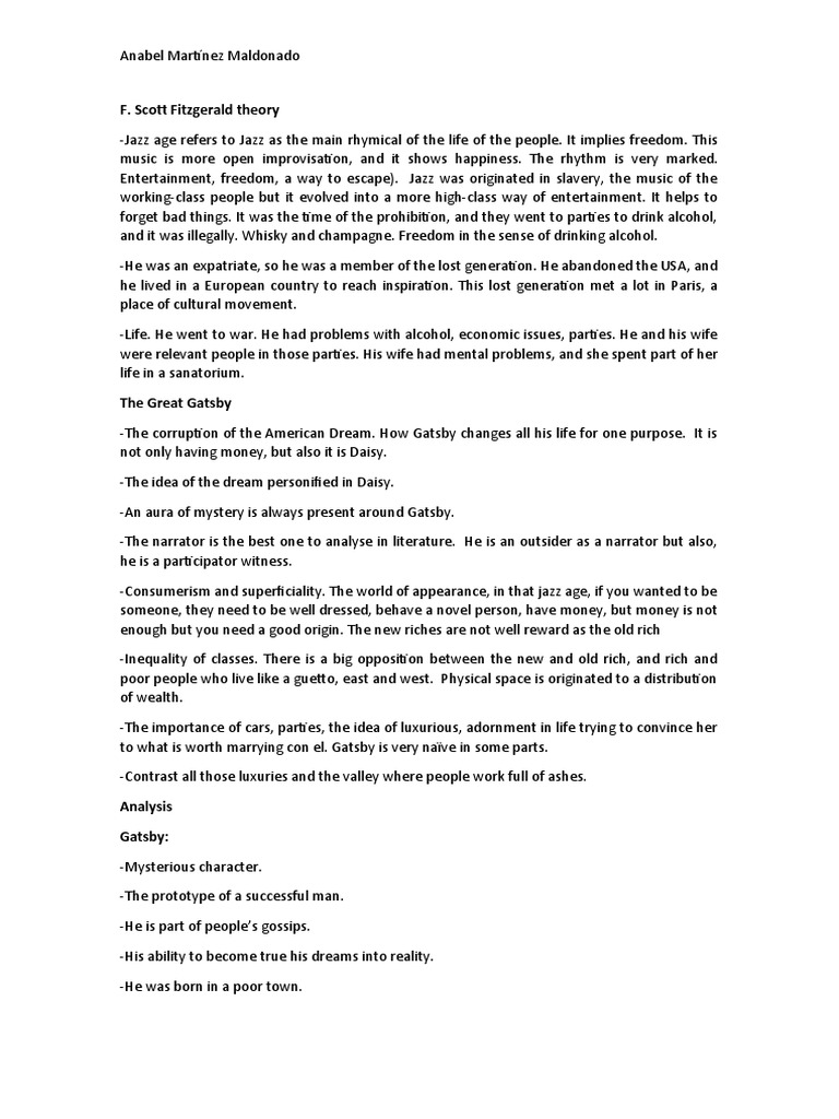 An In-Depth Analysis of F. Scott Fitzgerald's The Great Gatsby Through ...