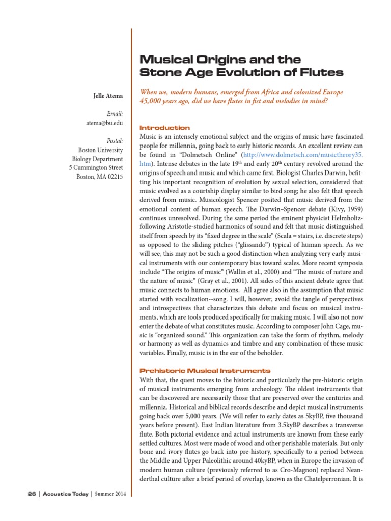 An Evolutionary Exploration of Ancient Flutes: Investigating the ...