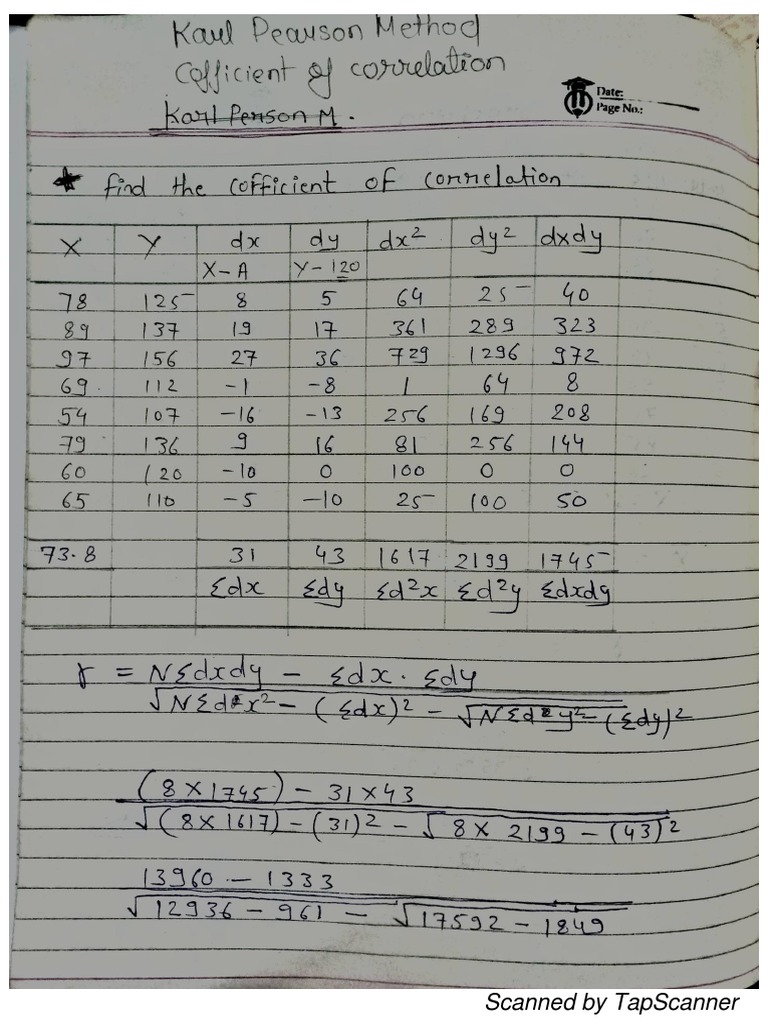 Karl Pearson (Cofficient of Correlation) | PDF