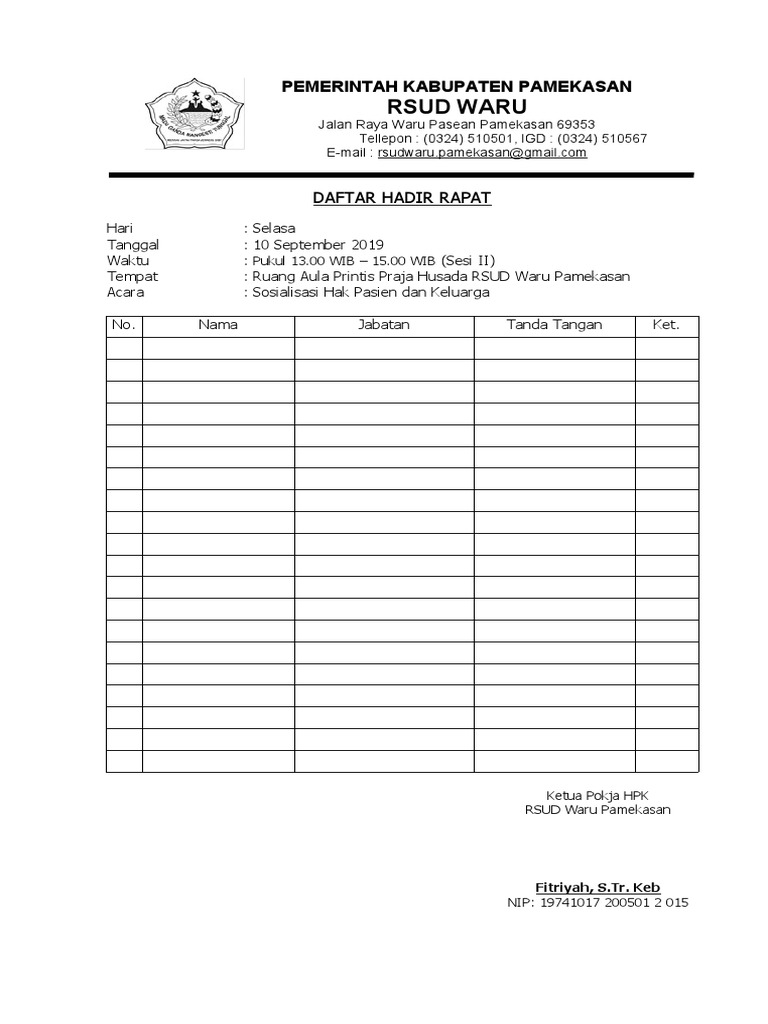 Daftar Hadir Sosialisasi HPK Sesi Ii | PDF