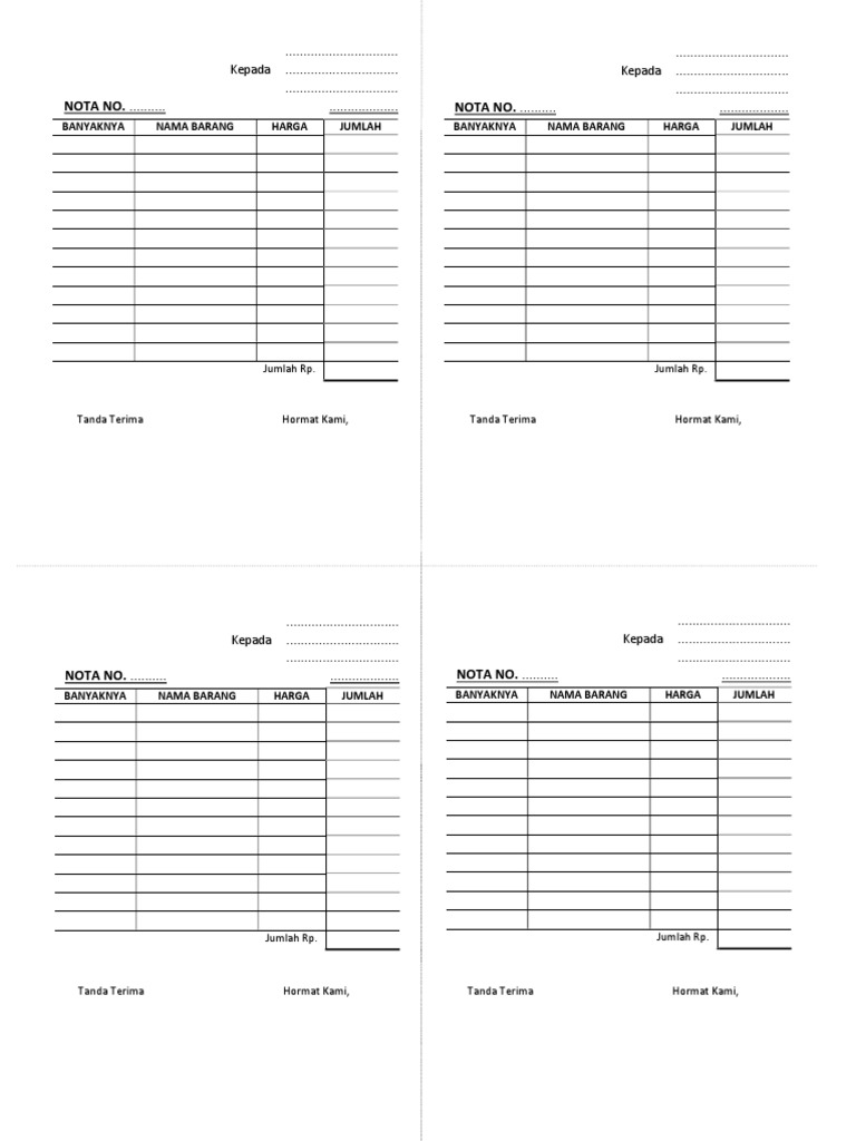 Template Nota Kosong Berstempel | PDF | Griya & Taman | Teknologi ...