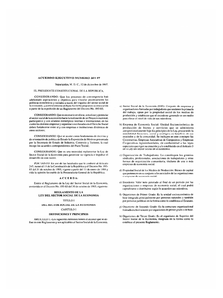Acuerdo No. 254-97 | PDF | Business | Economía social