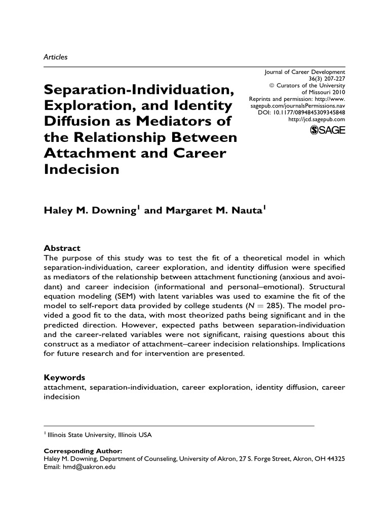 Downing and Nauta | PDF | Attachment Theory | Structural Equation Modeling