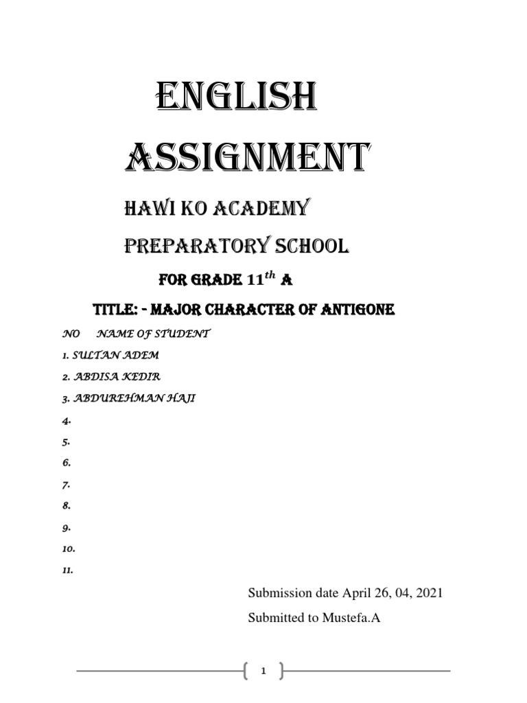 Major Character of Antigone | PDF | Oedipus | Sophocles