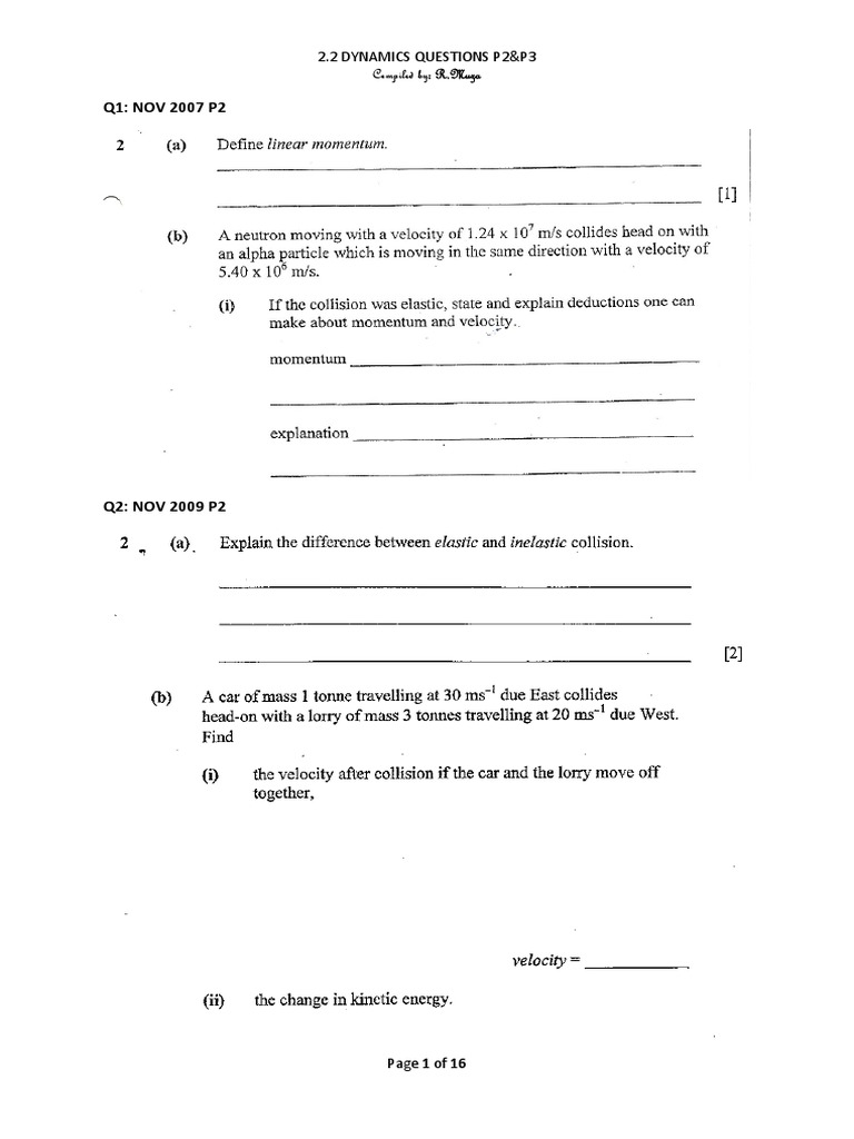 Dynamics Exam Questions P2 & P3 | PDF