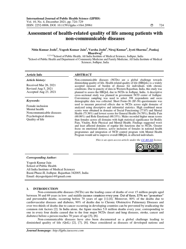 Assessment of Health-Related Quality of Life Among Patients With Non ...