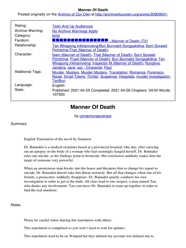 Manner of Death | PDF | Death | Autopsy