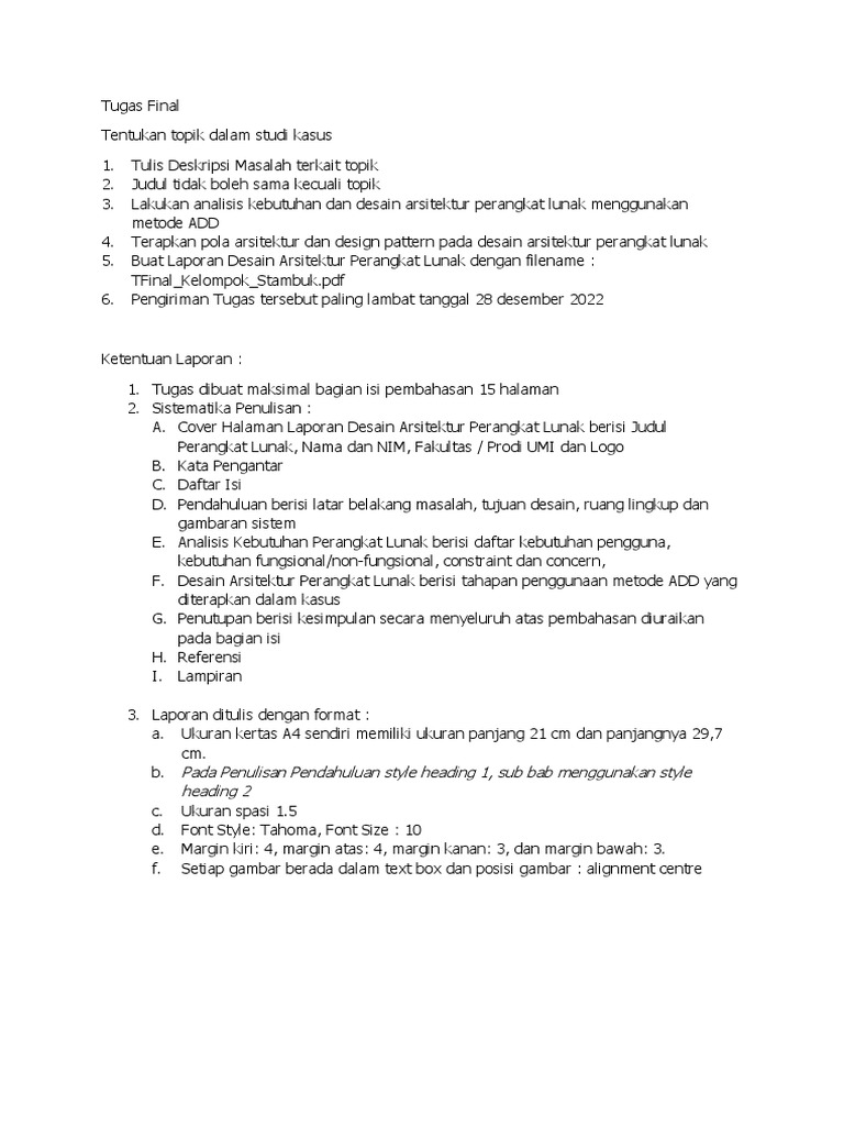 Panduan Tugas Desain Arsitektur Perangkat Lunak Pdf