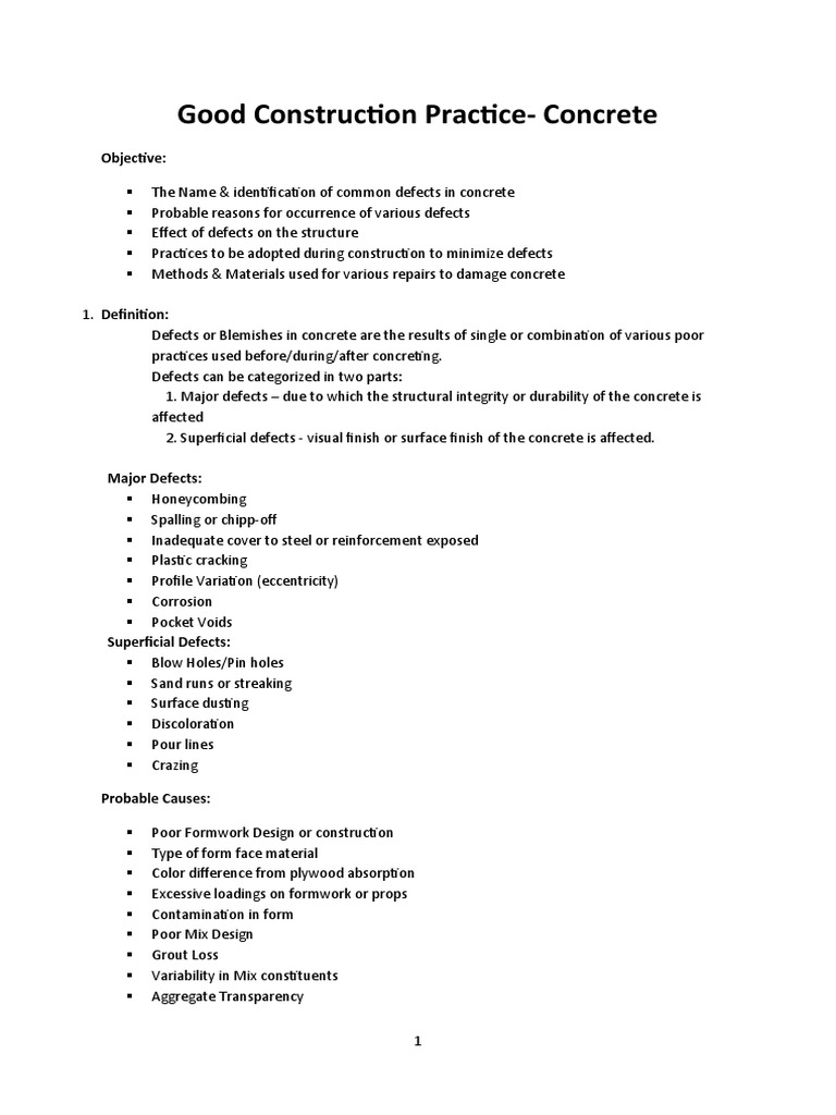Good Construction Practise - Handouts - Concrete | PDF | Concrete ...