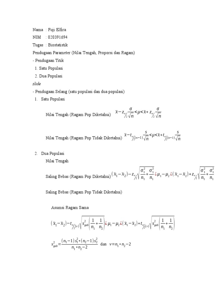 Tugas Biostatistik (Parameter) | PDF