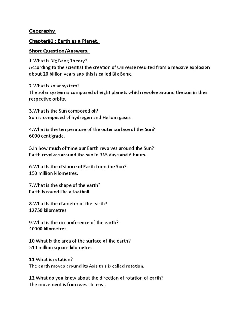 Geography Notes | PDF | Earth | Sun