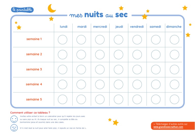 Calendrier De Propret Nocturne Imprimer PDF Arts Du Langage Et