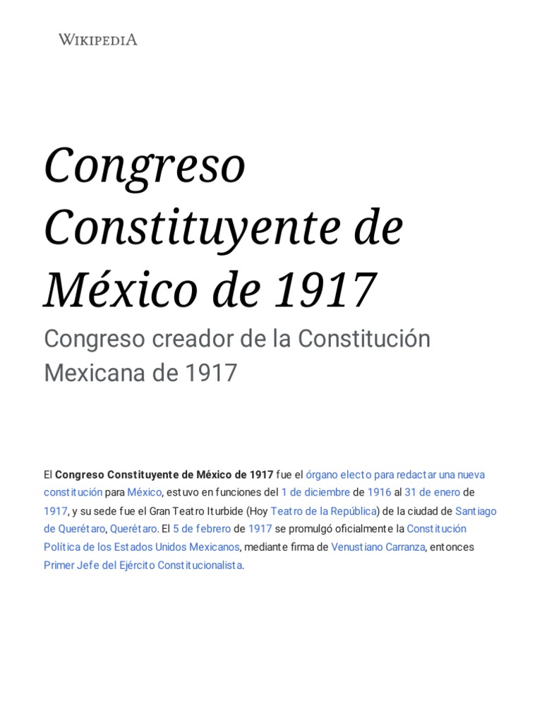 Congreso Constituyente de México de 1917 - Wikipedia, La Enciclopedia ...