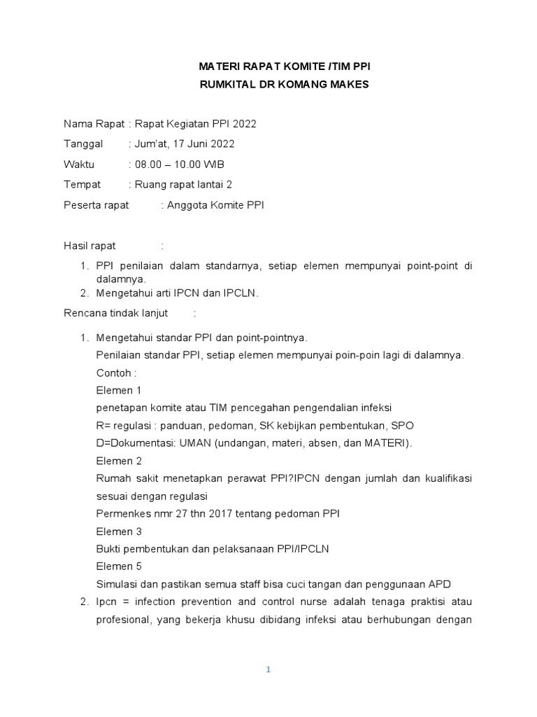 Ppi 1-Ep 3-Materi-Rapat Komite Tim Ppi | PDF