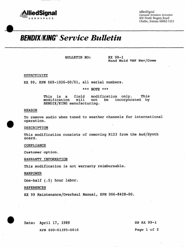Bendix King Mod kx99 | PDF