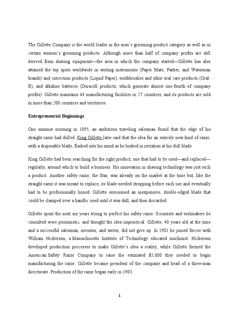 Case On Gillette Company | PDF | Shaving | Razor