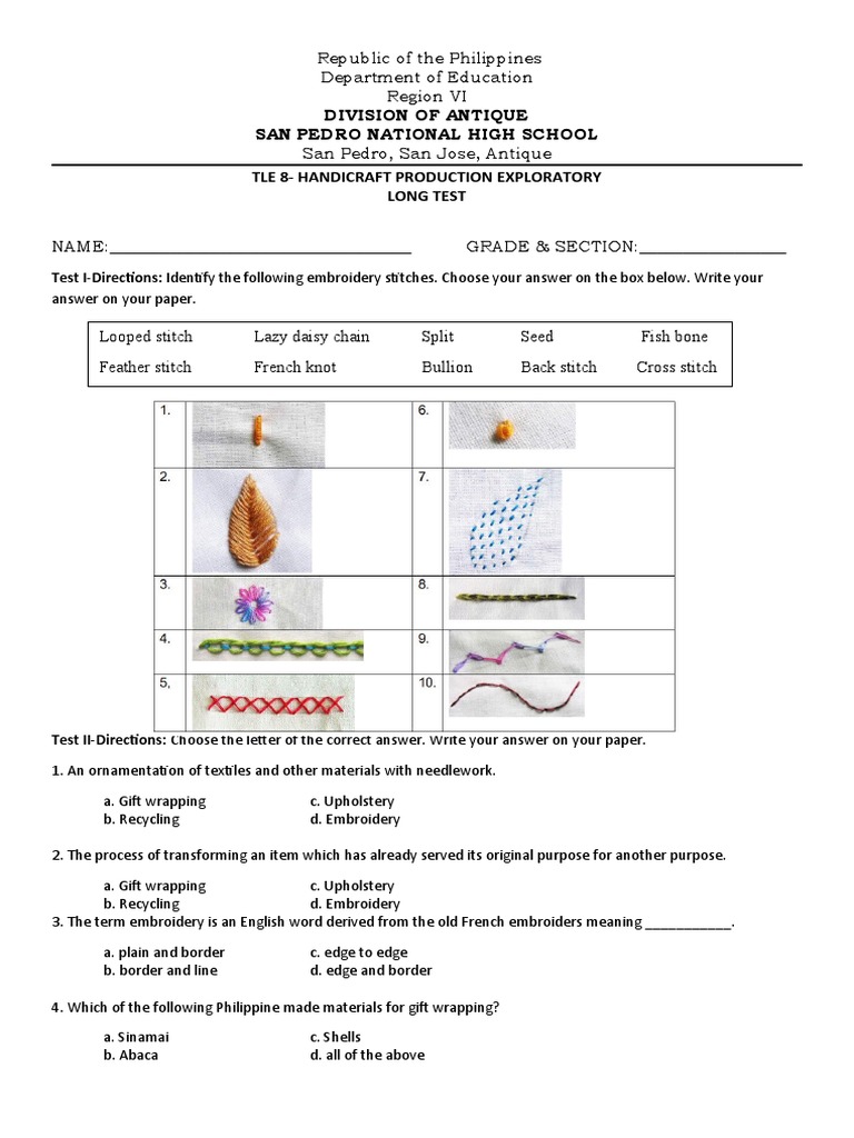 Long Test-G8-Hc | PDF | Embroidery | Color