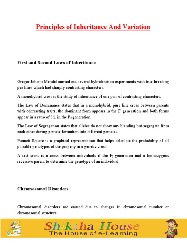5 Principles of Inheritance and Variation | PDF | Dominance (Genetics ...