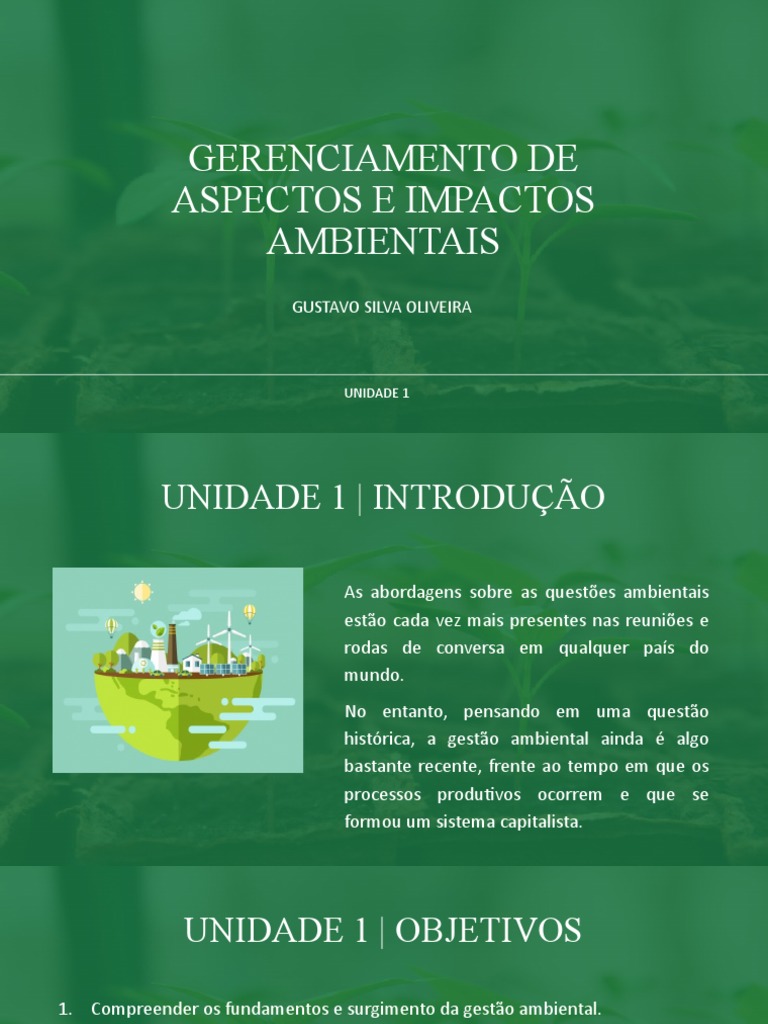 UN1 - Gerenciamento Dos Aspectos e Impactos Ambientais | PDF | Ambiente natural | ISO 9000