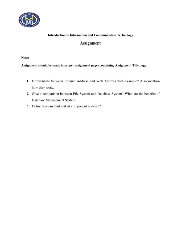 ICT Assignment 1 | PDF ICT Assignment 1 | PDF